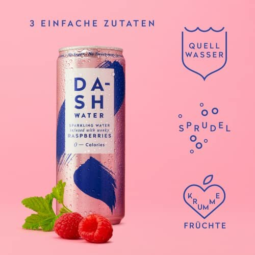 Dash Water Raspberry - 12 x Raspberry Flavoured Sparkling Spring Water ...