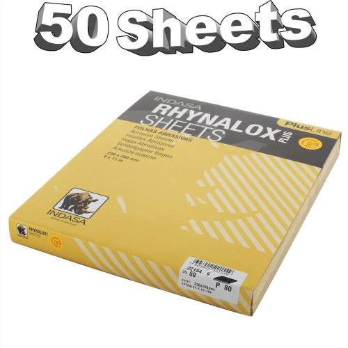 Indasa Rhynalox Plusline Production Paper P80 grit Sand Paper Sheets ...
