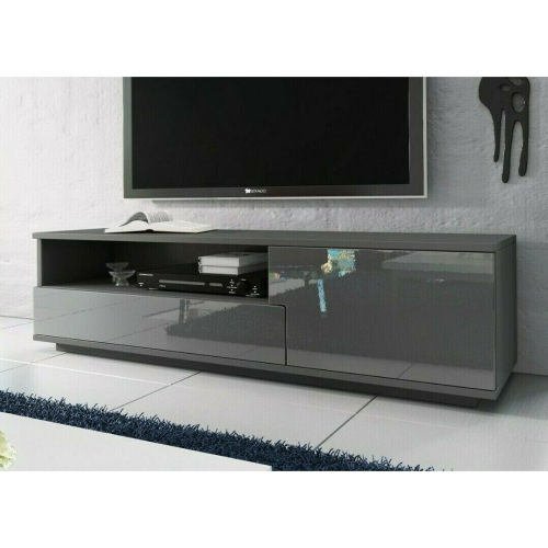 TV Cabinet Media Stand Entertainment Unit Grey Gloss Front Drawer Muza ...