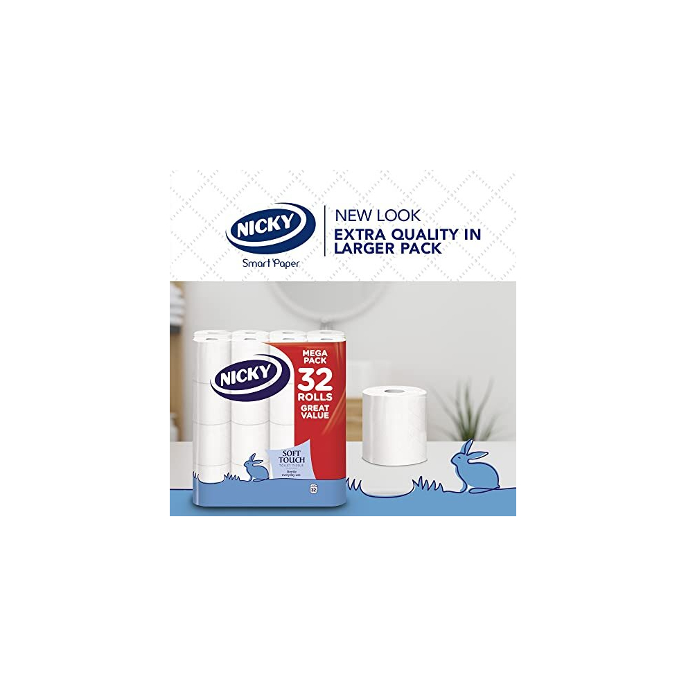 Nicky Soft Touch Toilet Tissue |Extra Value Pack ? 32 Rolls of Extra ...