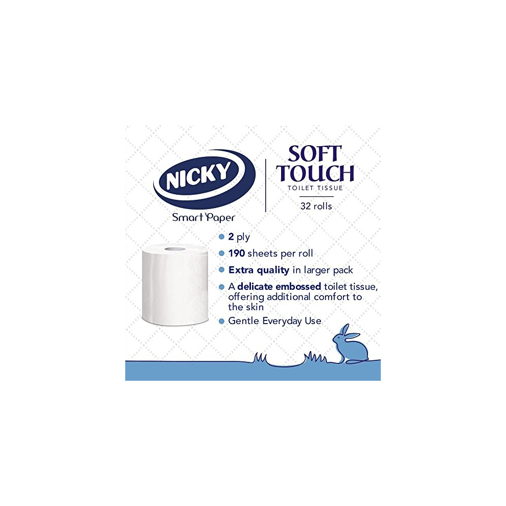 Nicky Soft Touch Toilet Tissue |Extra Value Pack ? 32 Rolls of Extra ...