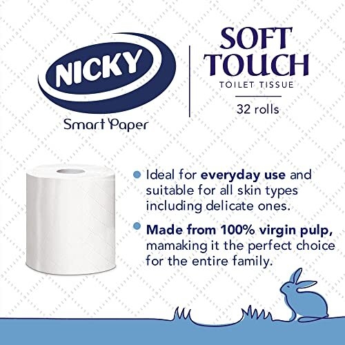Nicky Soft Touch Toilet Tissue |Extra Value Pack ? 32 Rolls of Extra ...