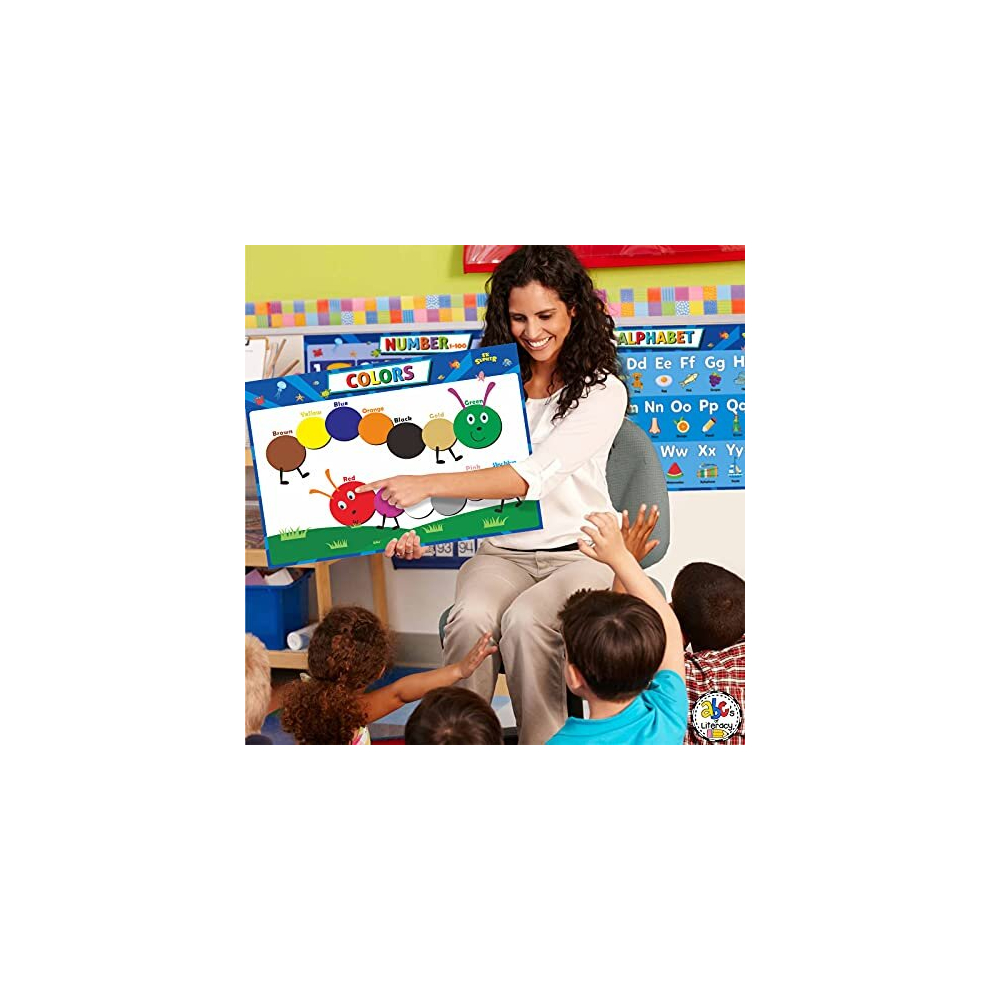 4 Pack ABC Alphabet Chart + Numbers 1-100 + Shapes + Colors Poster Set ...