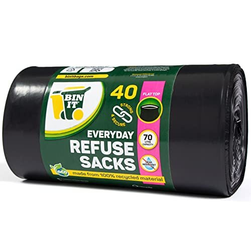 BIN IT 40 Everyday 70L Strong & Secure, Refuse Sacks, Bin Bags, Bin ...