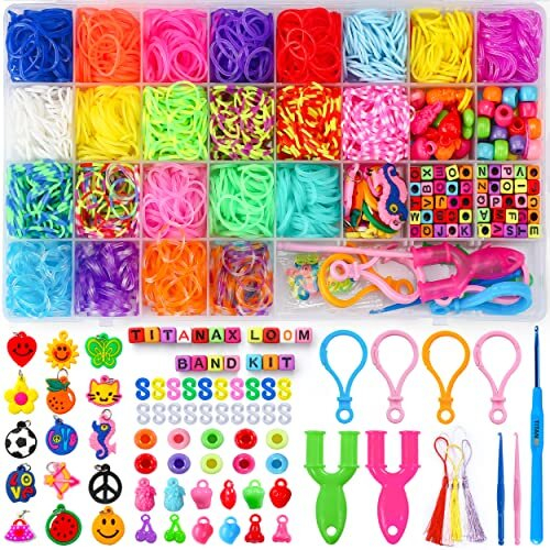 TITANAX 2200+ Loom Bands Kit with Bonus Crochet Hook for Rubber Band ...