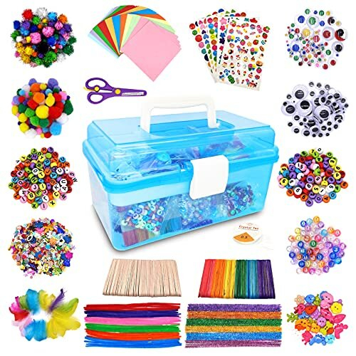 Irichna 1000+ Pcs Kids Craft Box Kit, Toddler Arts and Crafts for Kids ...