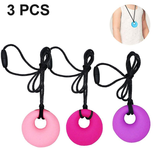 3 Pcs Durable For Kids Girls - Sensory Chew Toys Teether Necklace ...