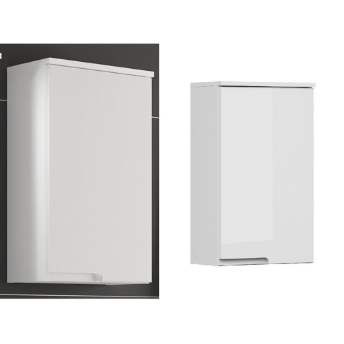 Wall Bathroom Cabinet Small Storage Unit Handleless Door White Gloss ...