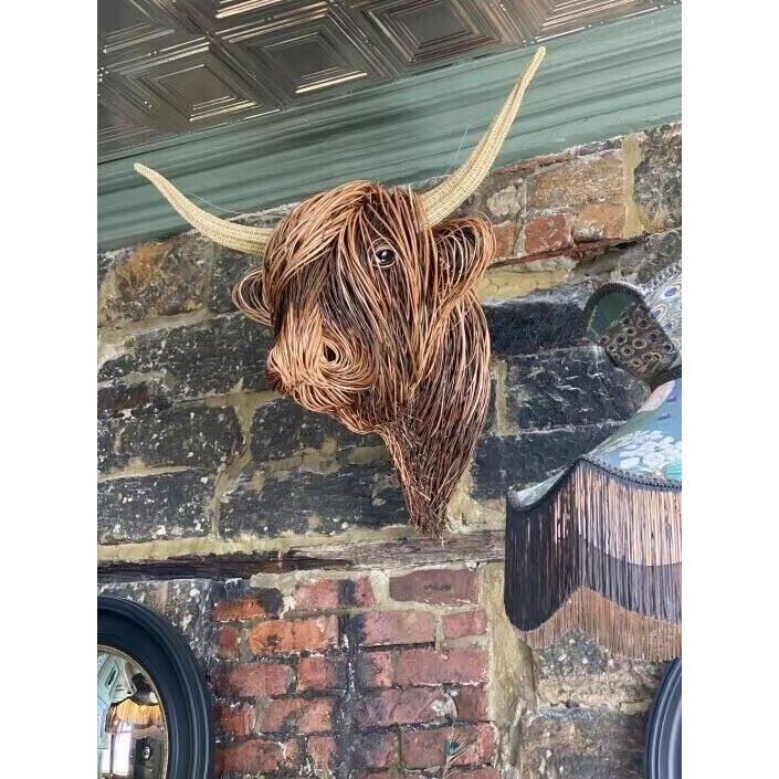 Animal Wall Decor Resin Highland Cow Mounted Decorations Realistic Art ...