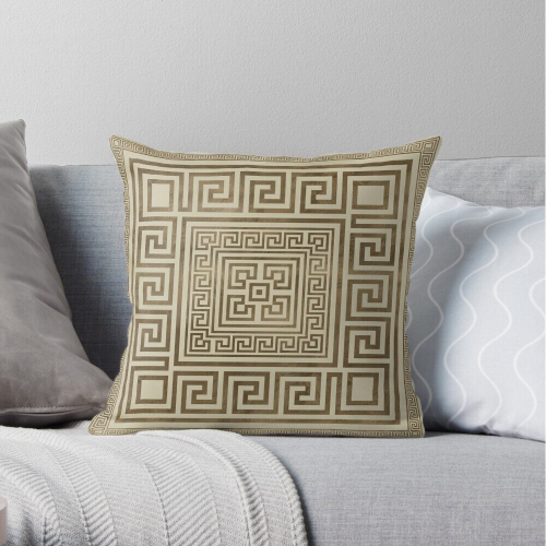 Pillow Cases Greek Key Ornament - Greek Meander - Pastel Gold Throw ...