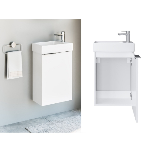 Bathroom Vanity Unit with Basin 400 Sink Wall Cabinet White Gloss Avir ...