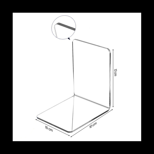 8 Transparent Bookends Acrylic Bookshelf L-Shaped Bookend Picture Book ...
