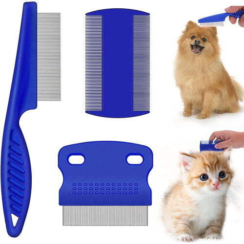 3 Pcs Pet Flea Combs, Fine Teeth Pet Comb Grooming Set for Cat Dog Flea ...