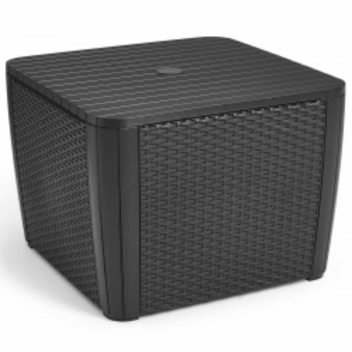 Keter Garden Side Table Luzon Plus with Parasol Hole Graphite Lawn ...