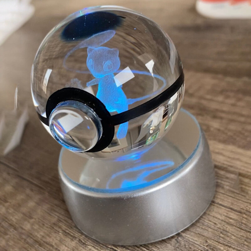Pokemon 3D Crystal Ball Anime Snorlax Figure Pokeball Engraving Crystal ...