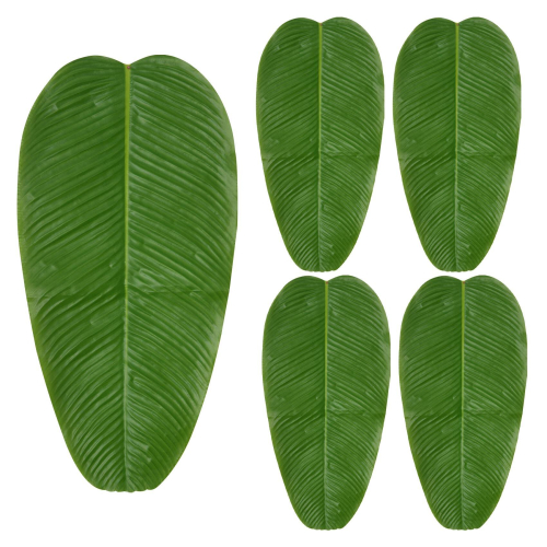 Spactz 5PCS Artificial Banana Leaves Faux Tropical Leaves for Hawaiian ...