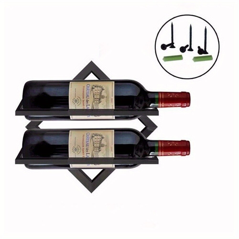 1pc Wall Mounted Wine Bottle Rack With Inverted Drain Glass Rack Metal ...