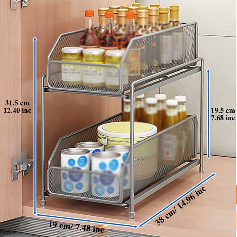 1 Set Kitchen Storage Rack Drawer Type Storage Rack Pull out Storage ...