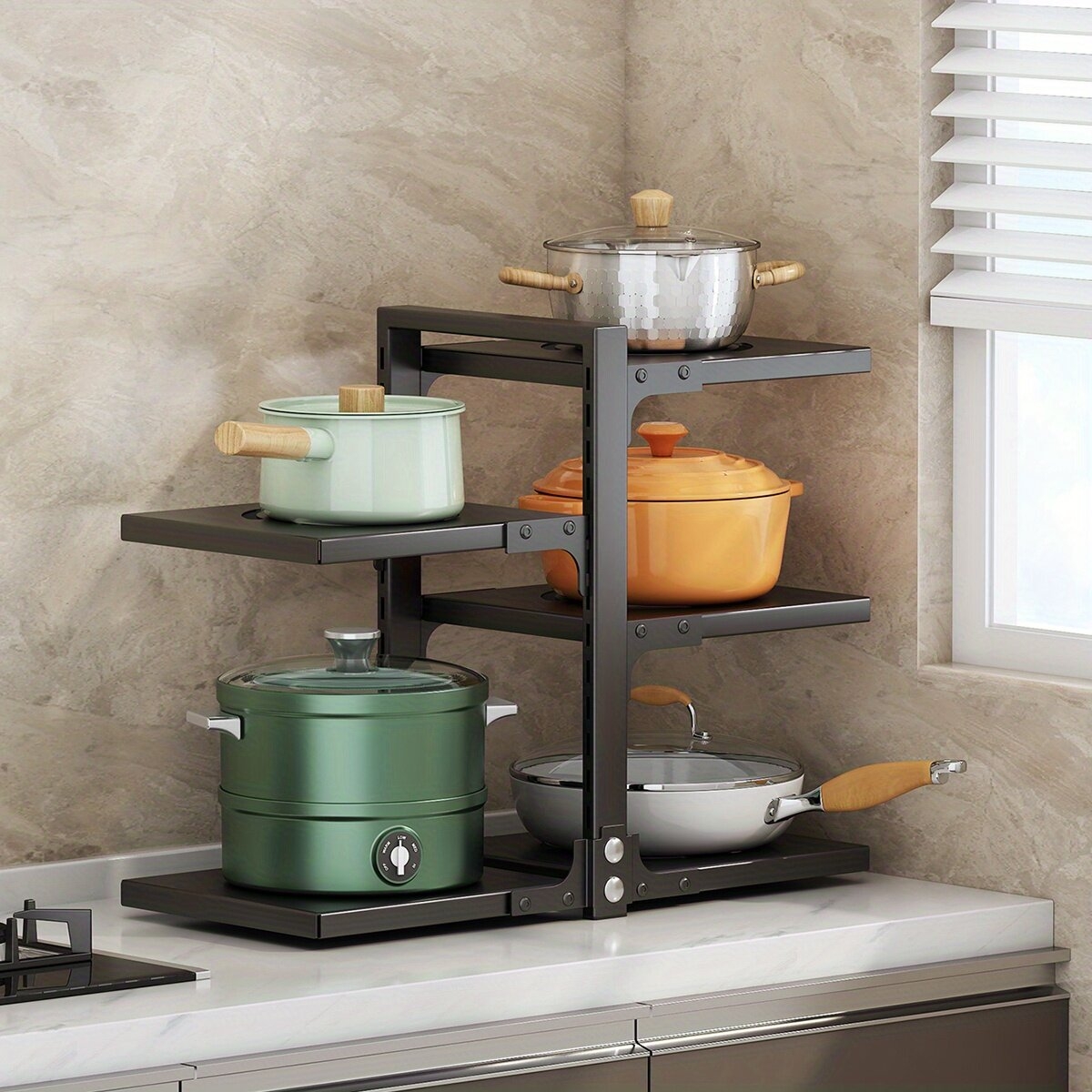 1pc Pot And Pan Organizer Rack For Cabinet Heavy Duty Pot Pan Rack ...