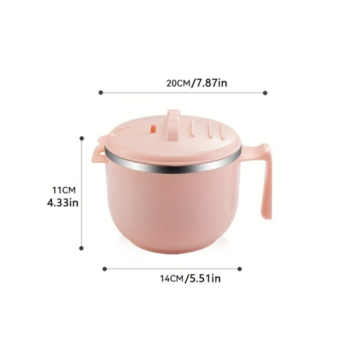 1pc 304 Stainless Steel Instant Noodle Bowl With Lid Convenient Noodle Bowl Office Worker Rice ...