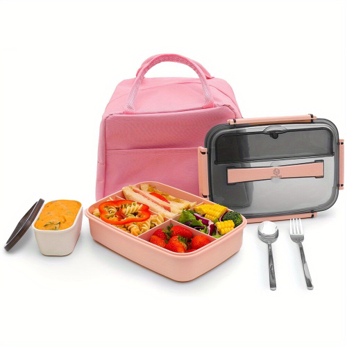 1 Set Bento Box With 4 Compartments Bento Box With Lunch Bag Sauce Jar ...