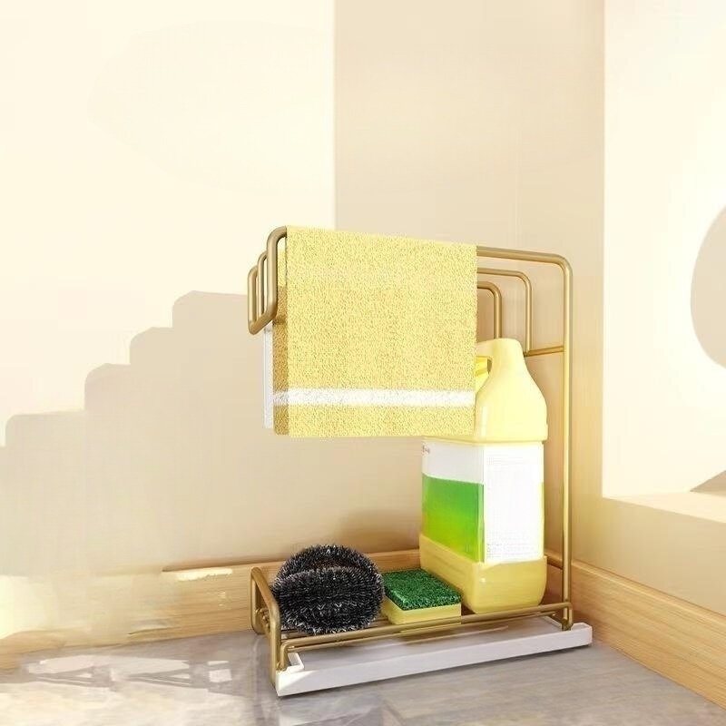 1pc Sink Storage Shelf Kitchen Perforation Rag Rack Table Wall Hanging ...