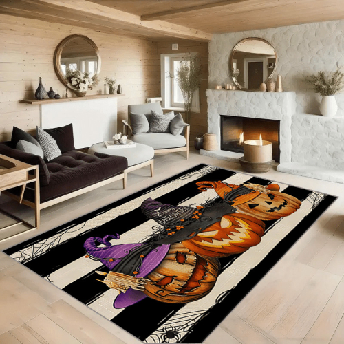 1pc HAPPY HALLOWEEN Pumpkin Kitchen Rug Retro Halloween Carpet ...