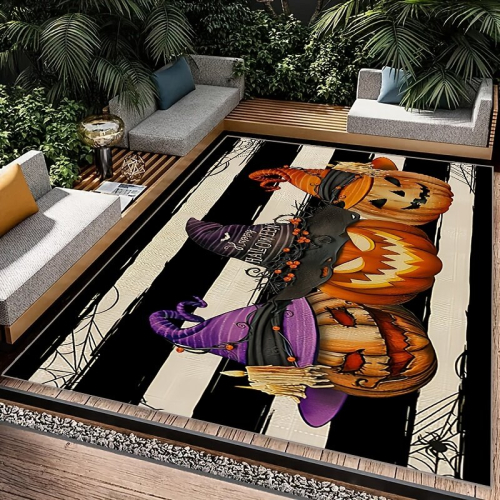 1pc HAPPY HALLOWEEN Pumpkin Kitchen Rug Retro Halloween Carpet ...