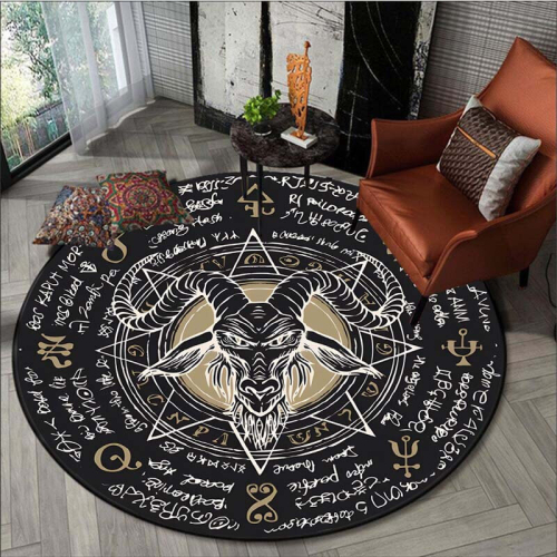 1pc Satanic Goat Pattern Round Carpet For Halloween Christmas Party ...