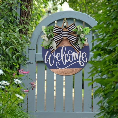 1pc Welcome Signboard Wooden Wreath For The Front Door Before The ...