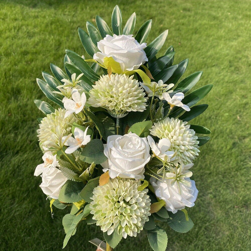 1pc Artificial Cemetery Flowers Grave Memorial Bouquet Realistic Faux ...