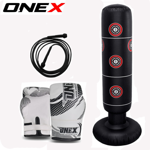 Kids Boxing Inflatable Free standing Bag Punching Gloves Jump Rope Set ...