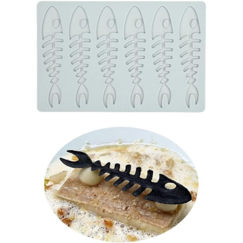 Fish bone shaped silicone mold, chocolate can, heart fish bone can ...
