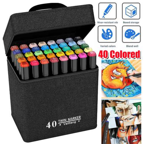 40 Color Marker Pens For Graffiti Sketching Drawing Coloring Twin Tips ...