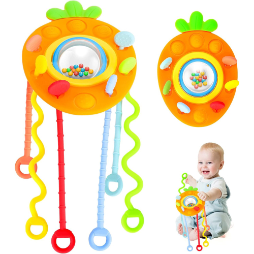 Baby Pull String Toy Silicone Fine Motor Skills Toy Rattle Sensory Toy ...