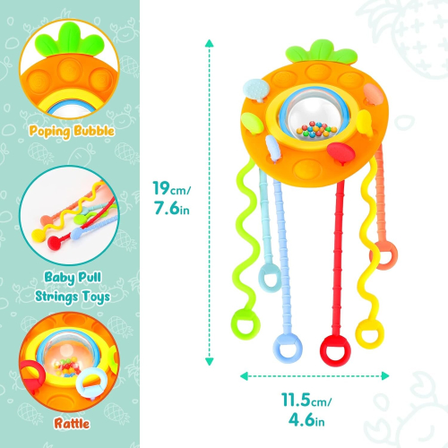 Baby Pull String Activity Toys Silicone Sensory Fine Motor Skills Toys ...