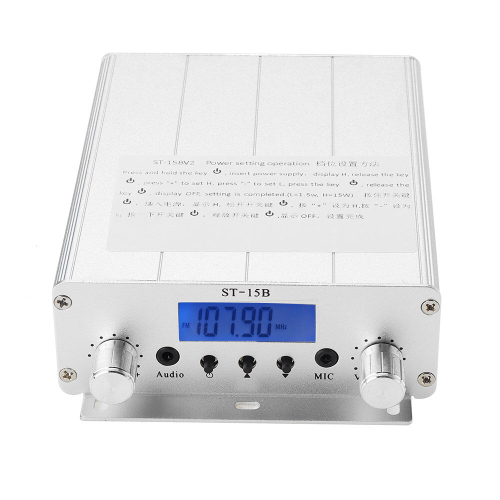 ST-15B 1.5W/15W FM Broadcast Transmitter Stereo PLL FM Radio Broadcast ...