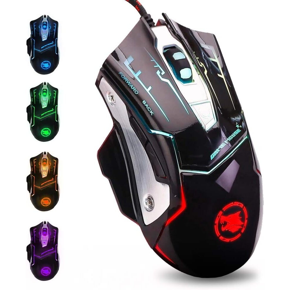 USB Computer Mouse Wired, Laptop Illuminated Mouse with RGB 7 Colors ...