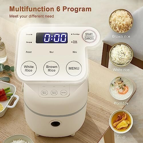 Rice Cooker 2L with Steamer, 6 Rice Cooking Functions with Brown Rice ...