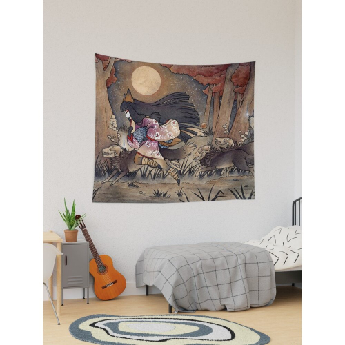 Tapestry 60x50inch Running With Monsters - TeaKitsune Fox Yokai Wall ...