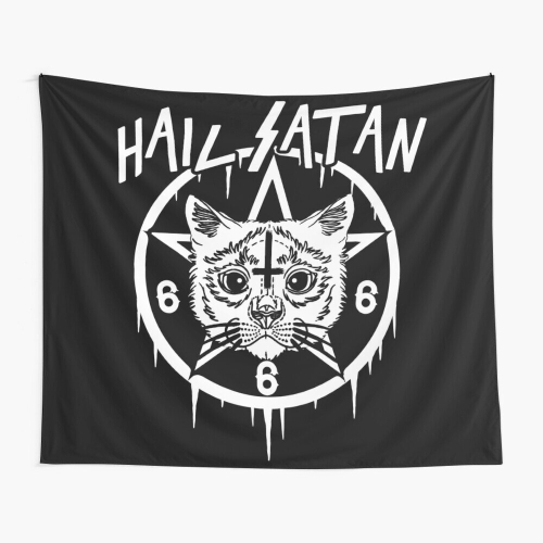 Tapestry 60x50inch HAIL SATAN - EVIL CAT - FUNNY CAT Wall Hanging Art ...