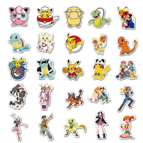 50Pc Pokemon Pikachu Stickers Laptop Skateboard Travel Luggage Sticker ...