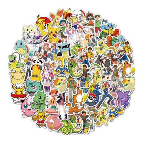 50Pc Pokemon Pikachu Stickers Laptop Skateboard Travel Luggage Sticker ...