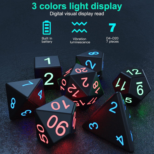Light Up DND Dice Set for Dungeon and Dragons, 7 Pcs Glowing Polyhedral ...