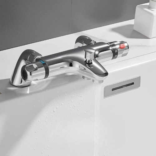 New Modern Thermostatic Bath Shower Mixer Taps Deck Mounted Chrome ...