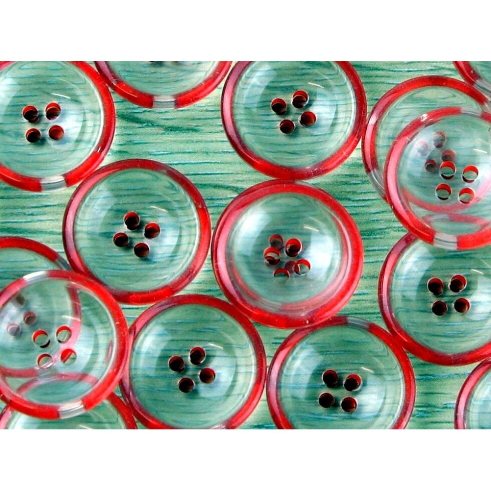 Crendon Round Glass Effect Buttons Red & Clear - each on OnBuy