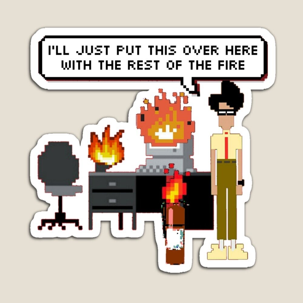 Fridge Magnets I.T. Crowd- Fire 8-Bit Acrylic Meme Decoration for Home ...