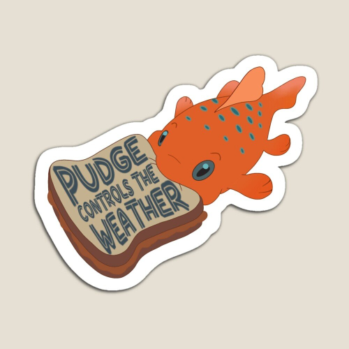 Fridge Magnets Pudge the Fish with writing Acrylic Meme Decoration for ...