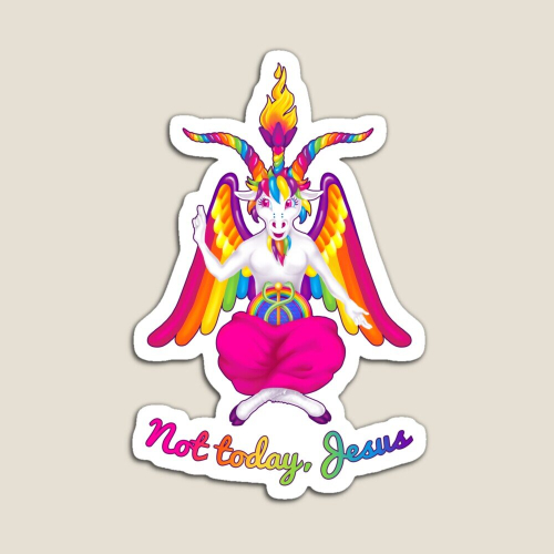 Fridge Magnets 1997 Neon Rainbow Baphomet Not Today Jesus Acrylic Meme ...