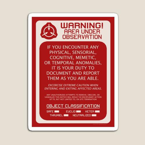 Fridge Magnets SCP Foundation Red WARNING Signage - Red Background ...
